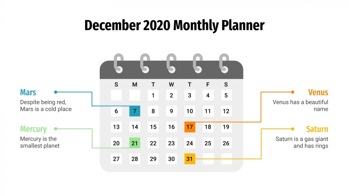 December Monthly Planner Infographics for Google Slides & PPT