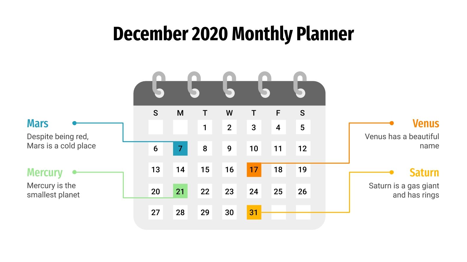 December Monthly Planner Infographics for Google Slides & PPT