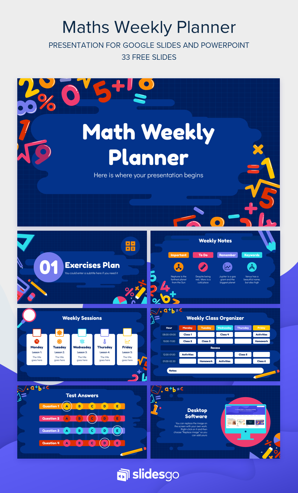 Math Weekly Planner Google Slides & PowerPoint template