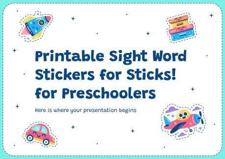 Printable Sight Word Stickers for Sticks! for Preschoolers