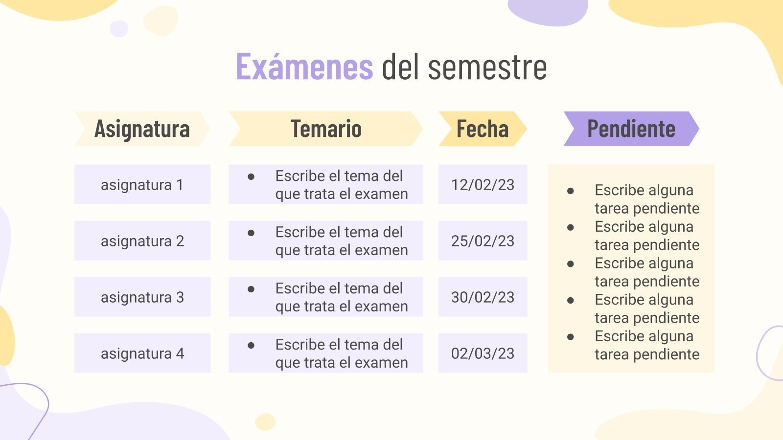 Slides to Organize University Exams | Google Slides & PPT