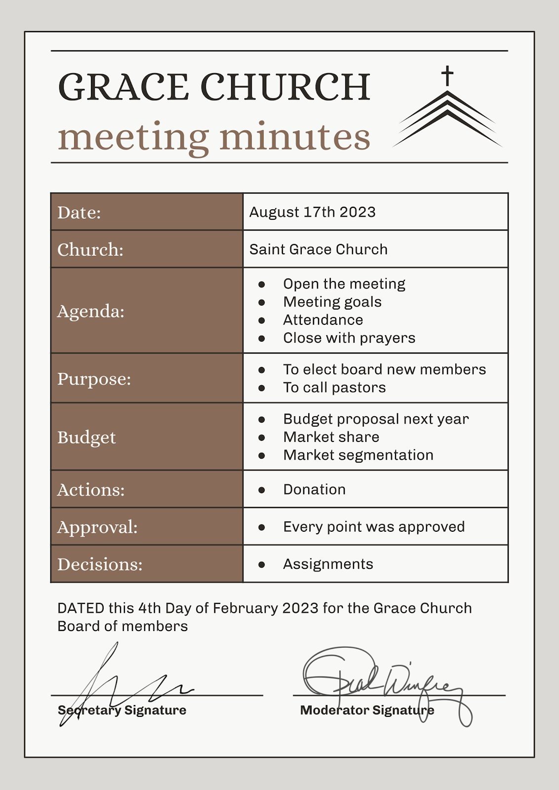 Printable Church Board Meeting Minutes | Google Slides & PPT