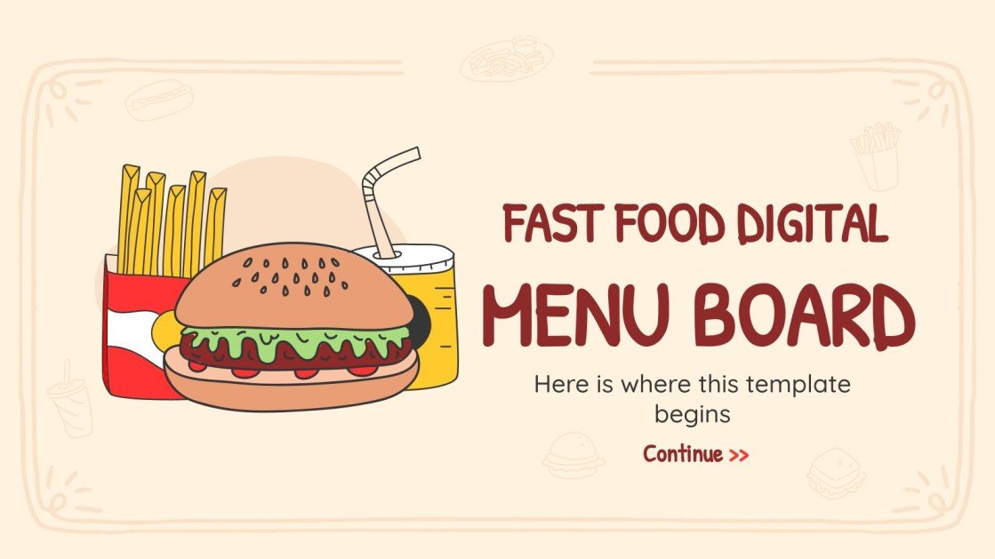 Fast Food Digital Menu Board | Google Slides & PowerPoint