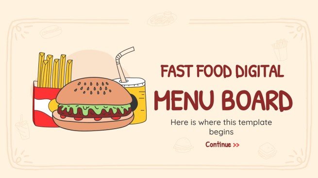 Fast Food Digital Menu Board | Google Slides & PowerPoint