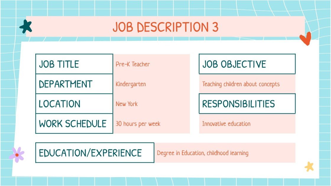 Pre-K Teacher Job Descriptions | Google Slides & PowerPoint