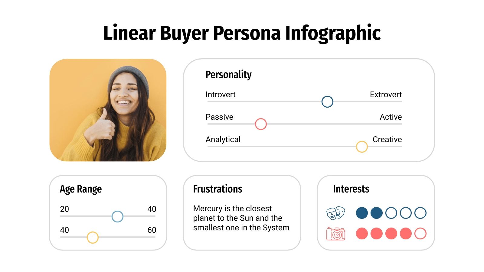 Linear Buyer Persona Infographics with Pictures | Google Slides & PPT