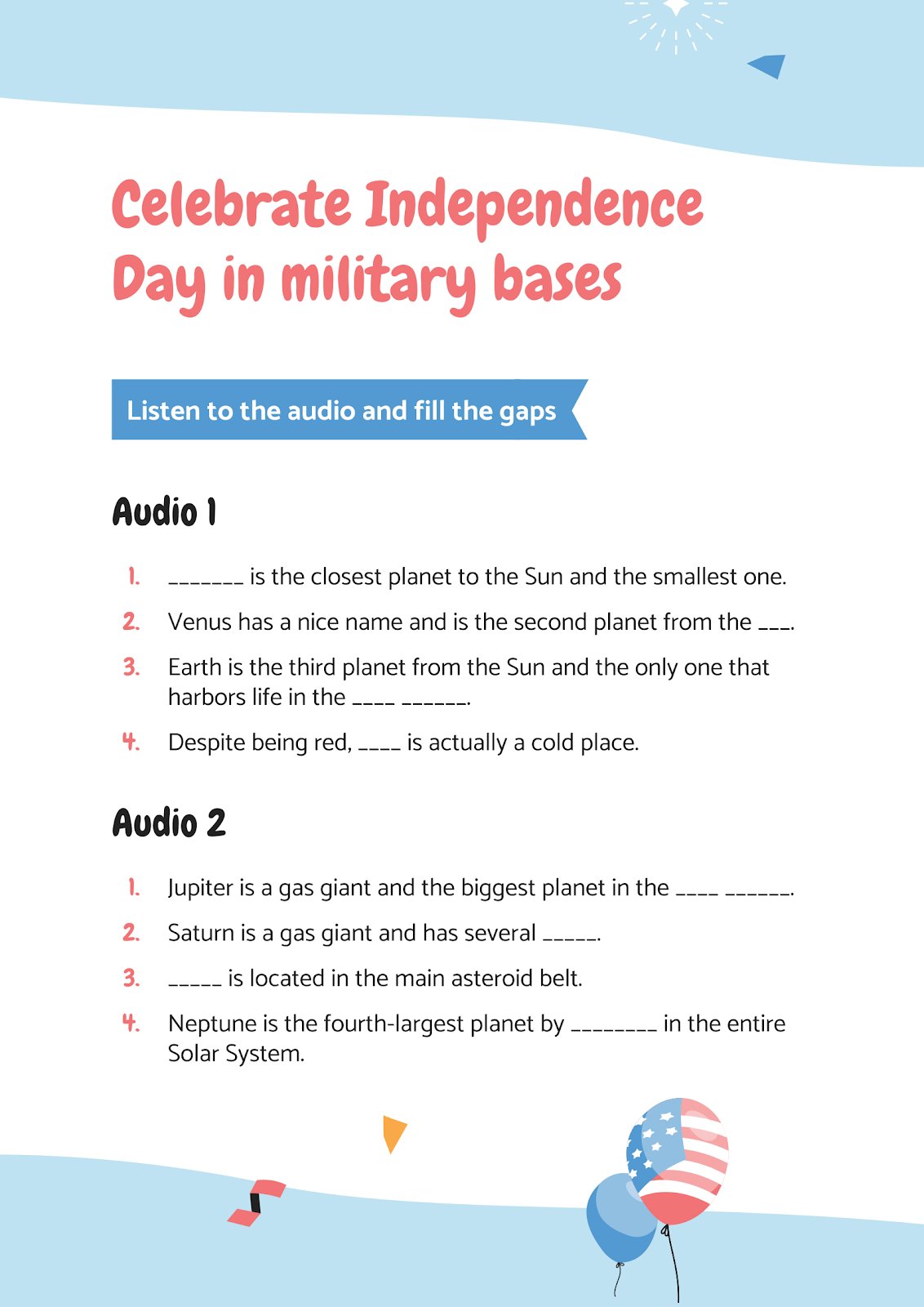 Printable Teacher Resources for US Independence Day