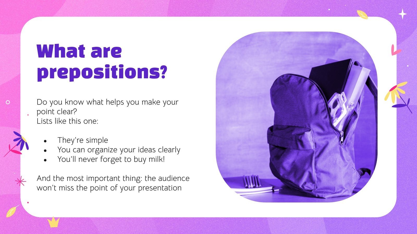 Lengua: Tipos de preposiciones | Google Slides y PowerPoint