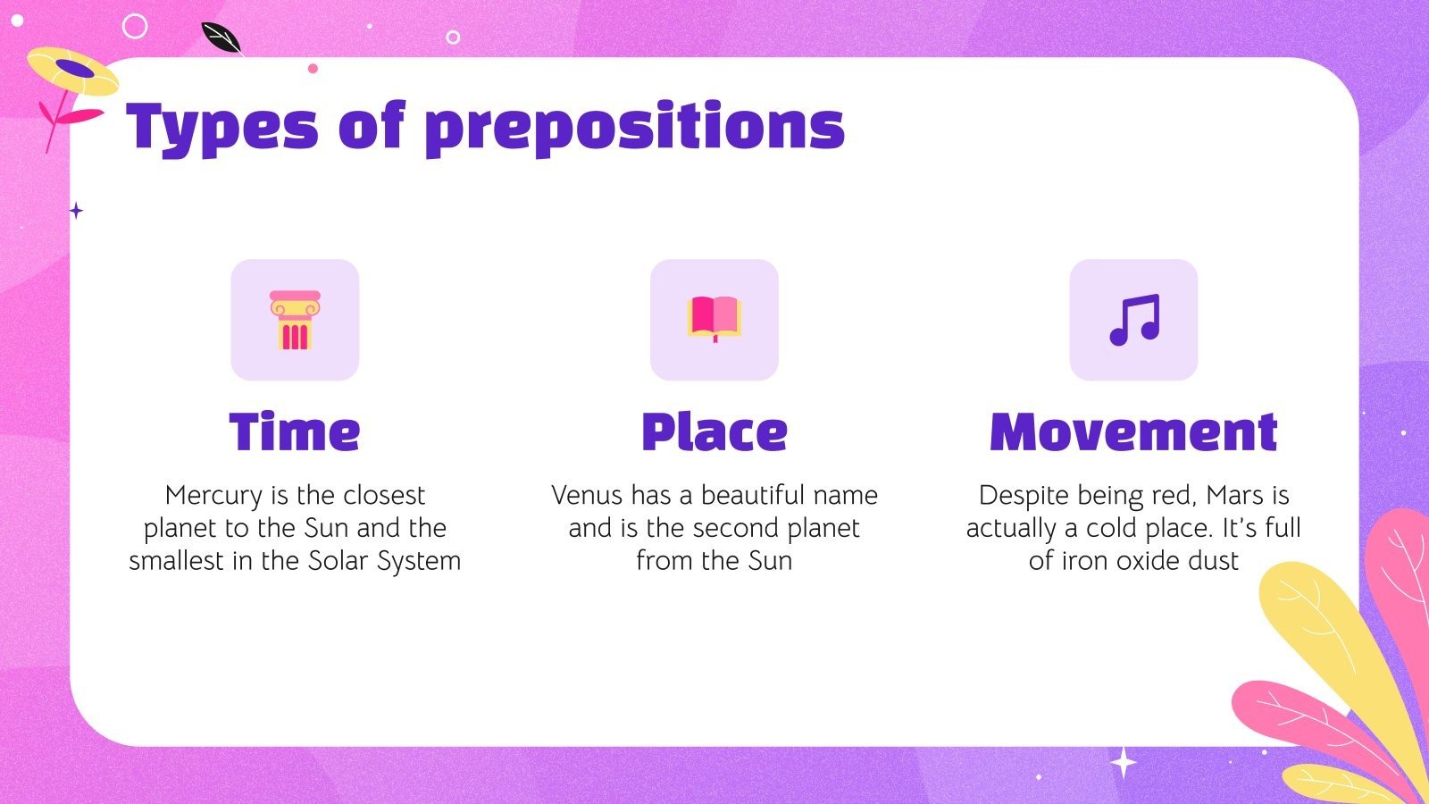 Lengua: Tipos de preposiciones | Google Slides y PowerPoint