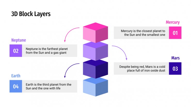 Free 3D Block Layers diagrams for Google Slides & PPT template