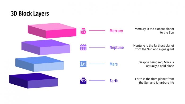 Free 3D Block Layers diagrams for Google Slides & PPT template