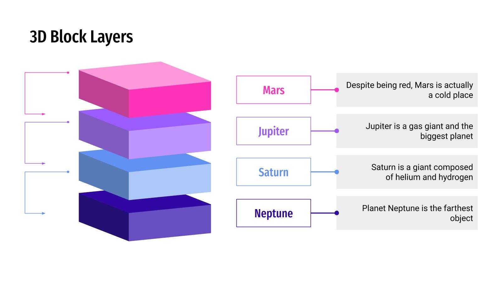Free 3D Block Layers diagrams for Google Slides & PPT template