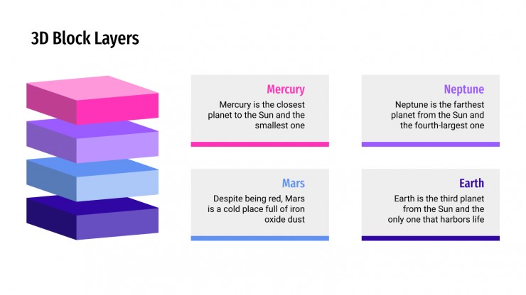 Free 3D Block Layers diagrams for Google Slides & PPT template