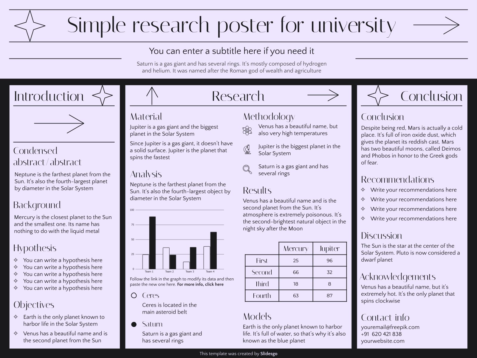 Simple Research Poster for University | Google Slides & PPT