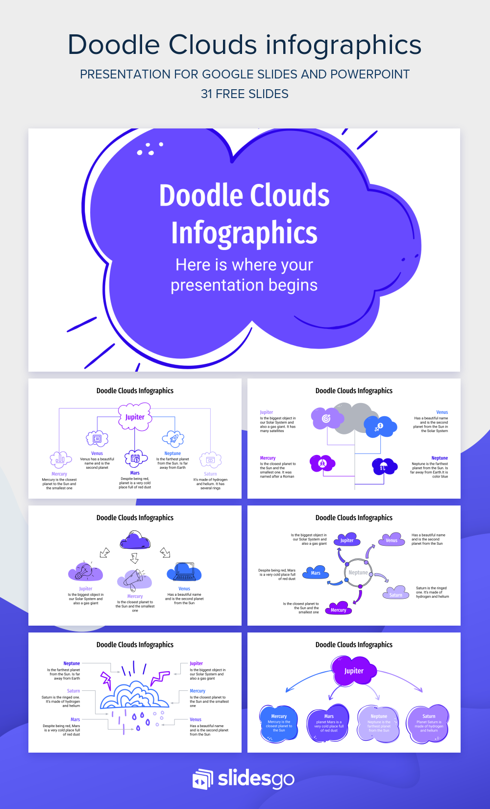 Doodle Clouds Infographics | Google Slides & PPT theme