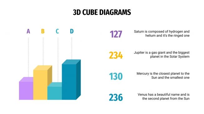 Diagramas de cubos 3D | Modelo para Apresentações Google e PPT