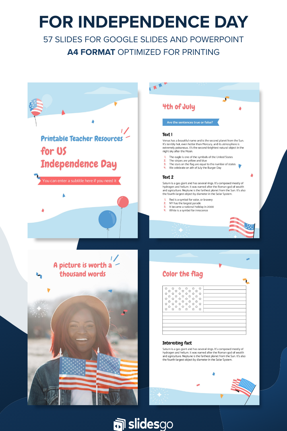 Printable Teacher Resources for US Independence Day