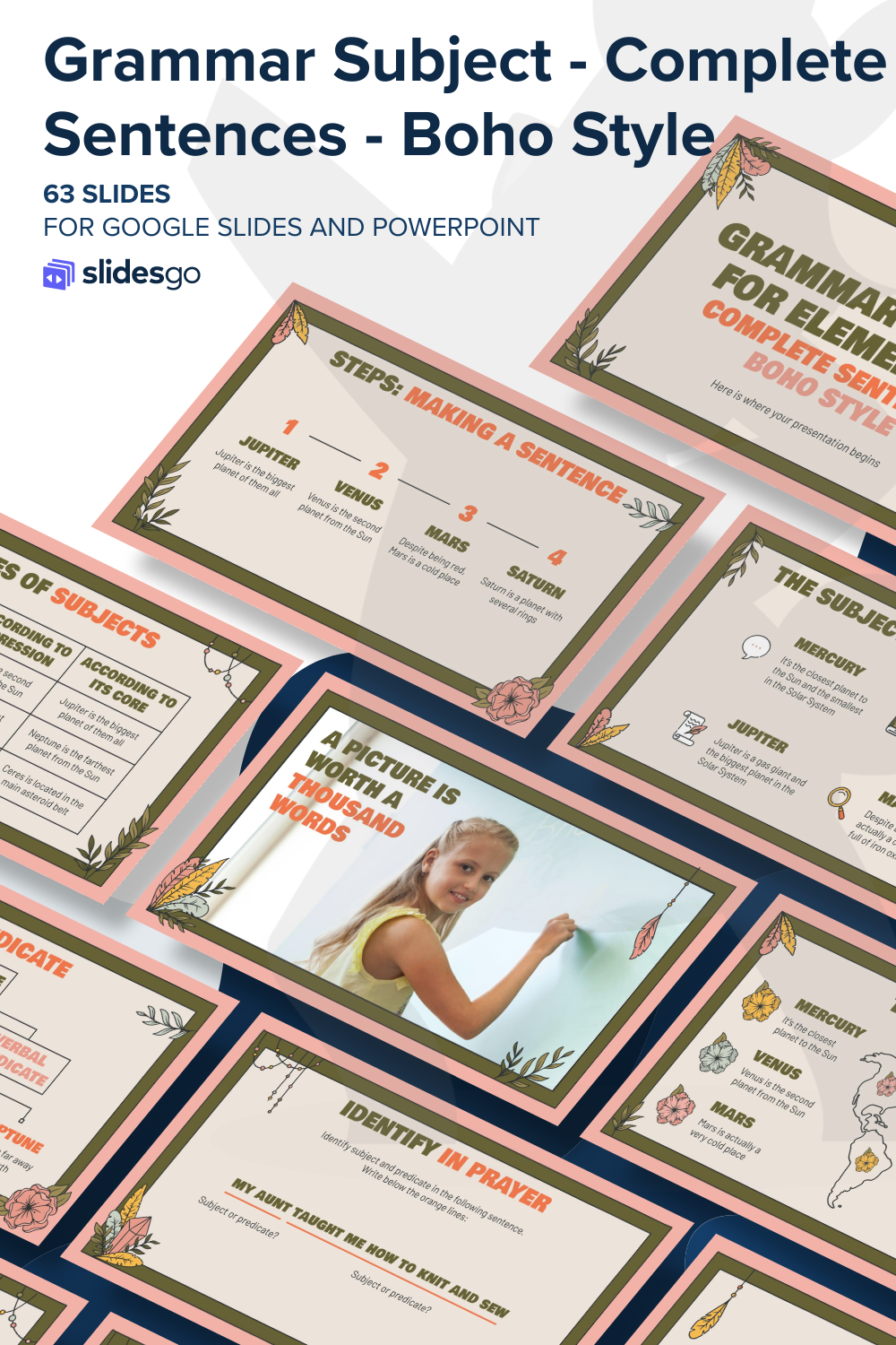 Grammar: Complete Sentences - Boho Style | Google Slides