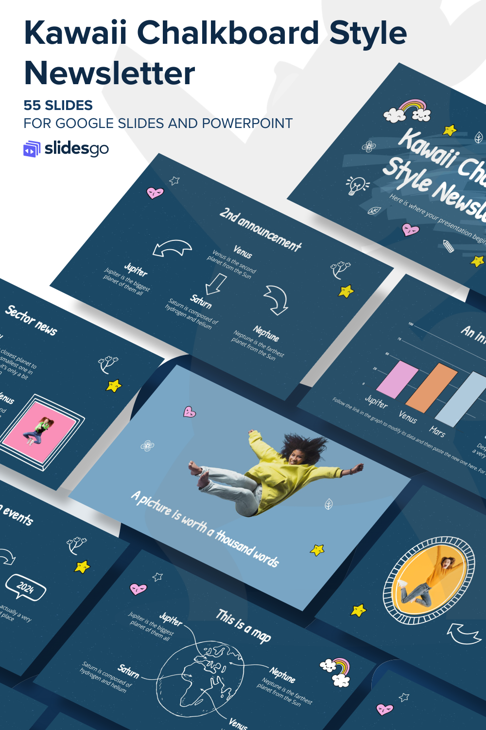 Kawaii Chalkboard Style Newsletter | Google Slides