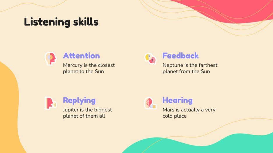 Clase de preescolar para aprender a escuchar | Google Slides