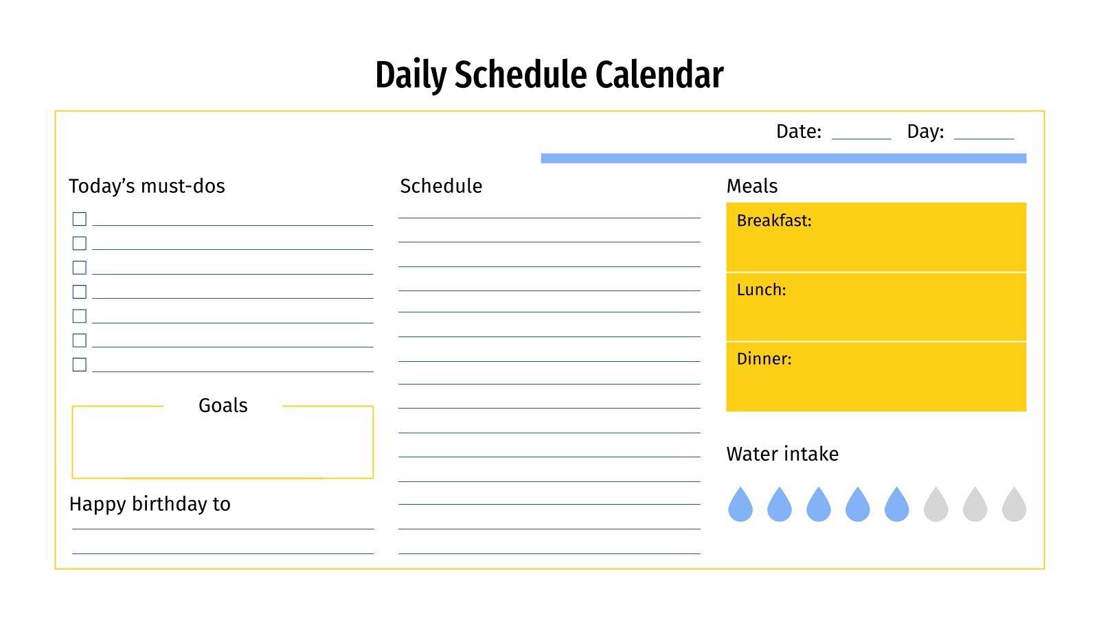 Calendario de actividades diarias | Tema de Google Slides y PPT