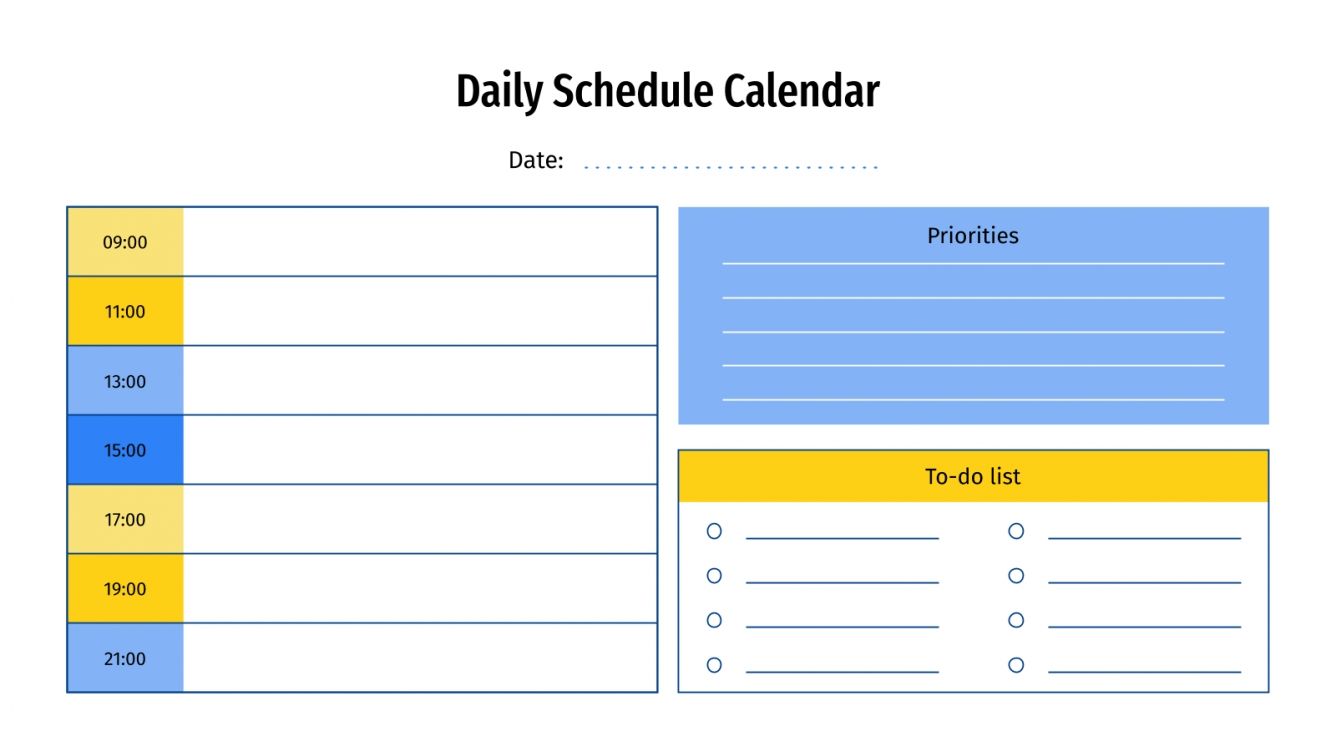 Daily Schedule Calendar for Google Slides and PowerPoint