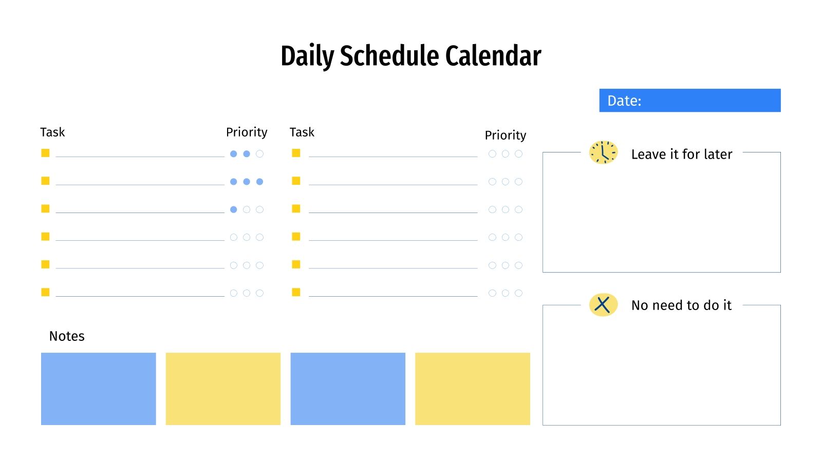 Daily Schedule Calendar for Google Slides and PowerPoint