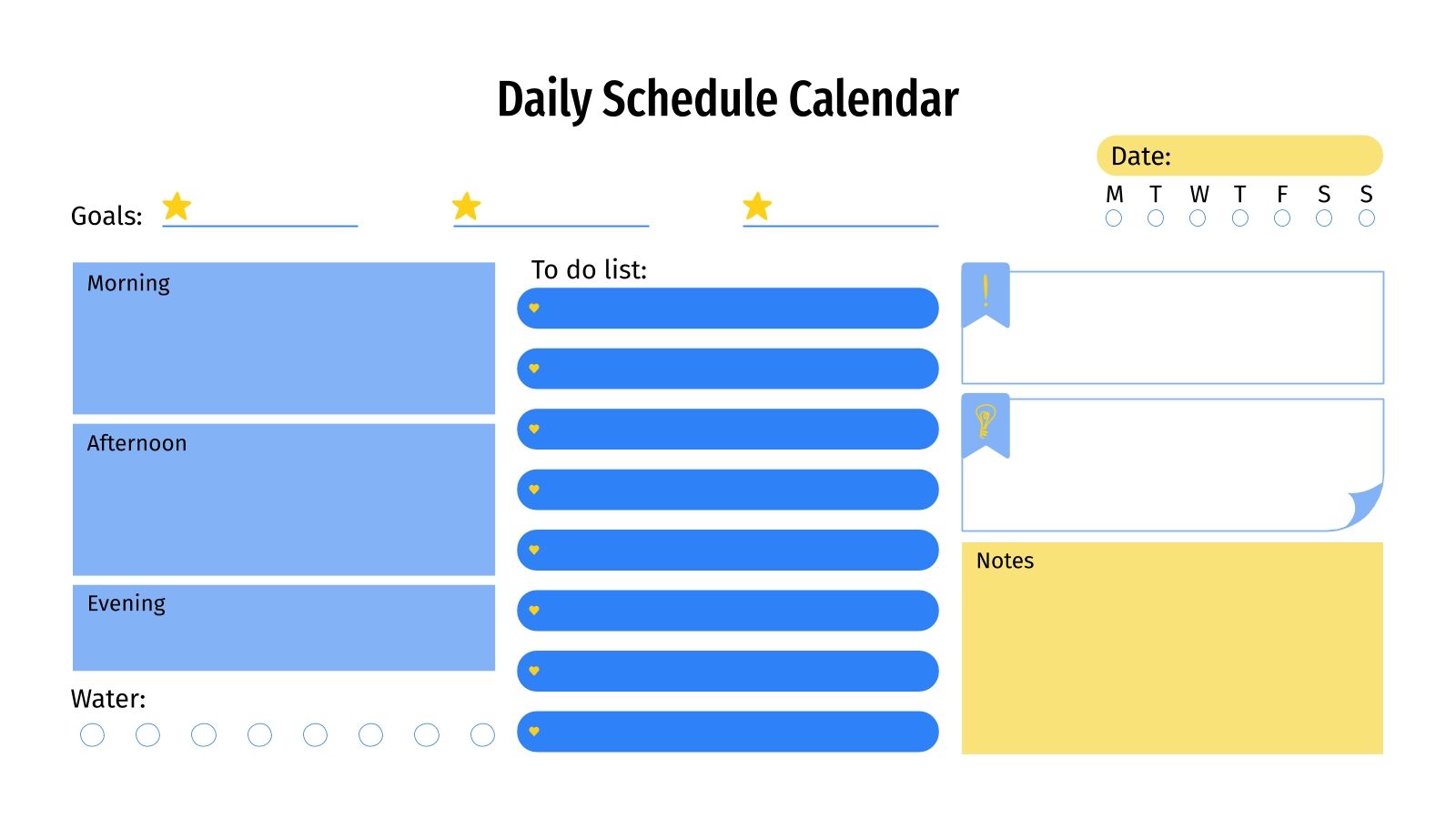 Daily Schedule Calendar for Google Slides and PowerPoint