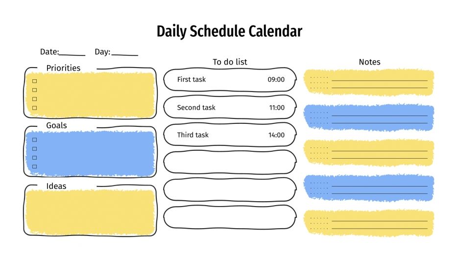 Daily Schedule Calendar for Google Slides and PowerPoint