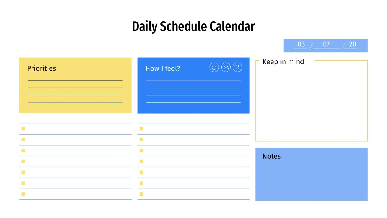Daily Schedule Calendar for Google Slides and PowerPoint