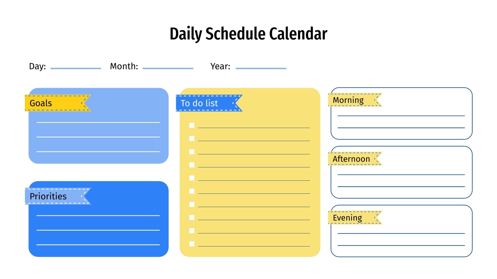 Daily Schedule Calendar for Google Slides and PowerPoint