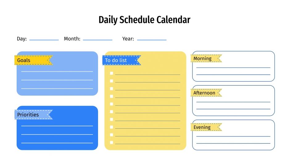 Daily Schedule Calendar for Google Slides and PowerPoint