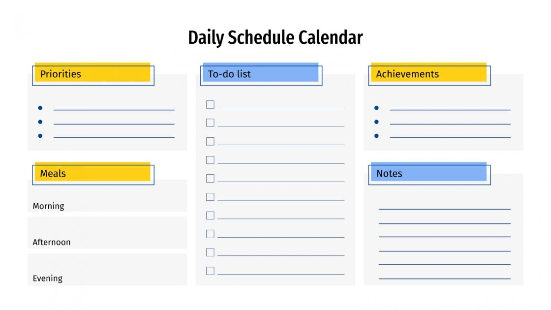 Daily Schedule Calendar for Google Slides and PowerPoint