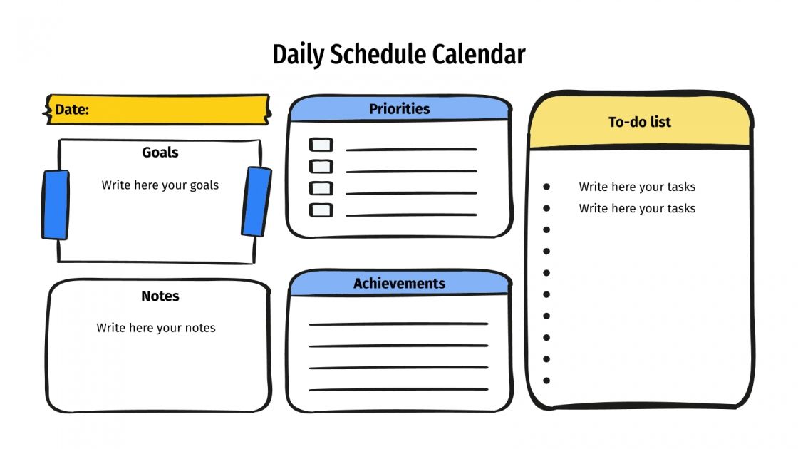 Daily Schedule Calendar for Google Slides and PowerPoint
