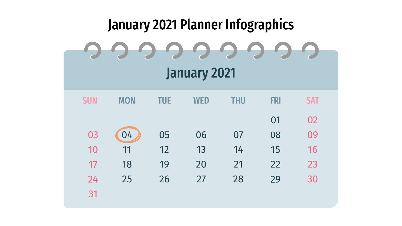 January 2021 Planner Infographics for Google Slides & PPT