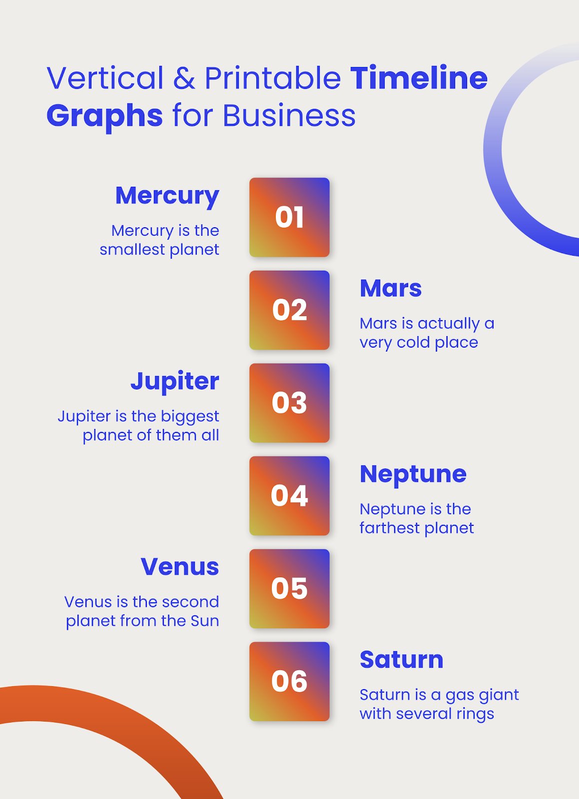 Vertical & Printable Timeline Graphs for Business