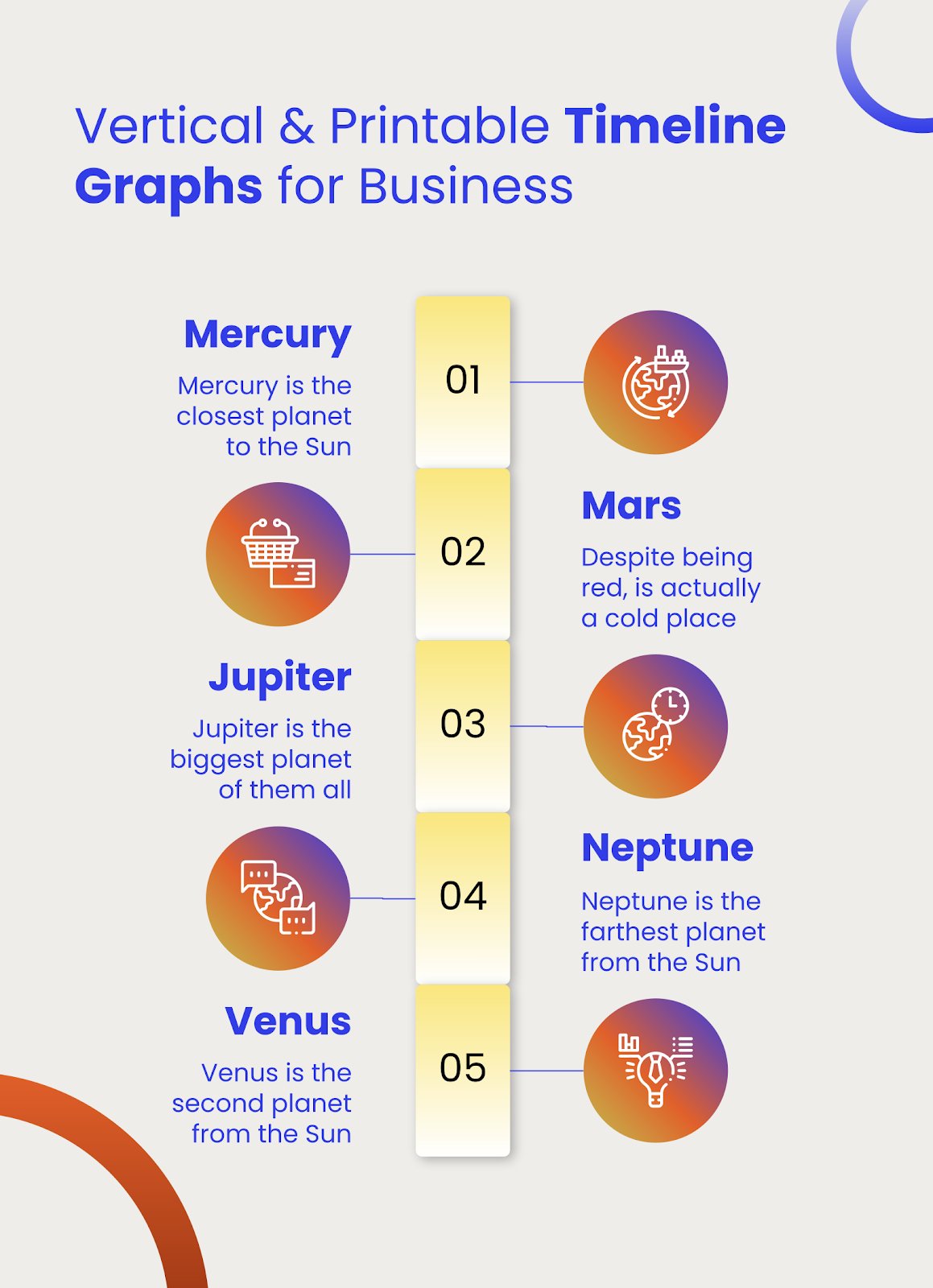Vertical & Printable Timeline Graphs for Business