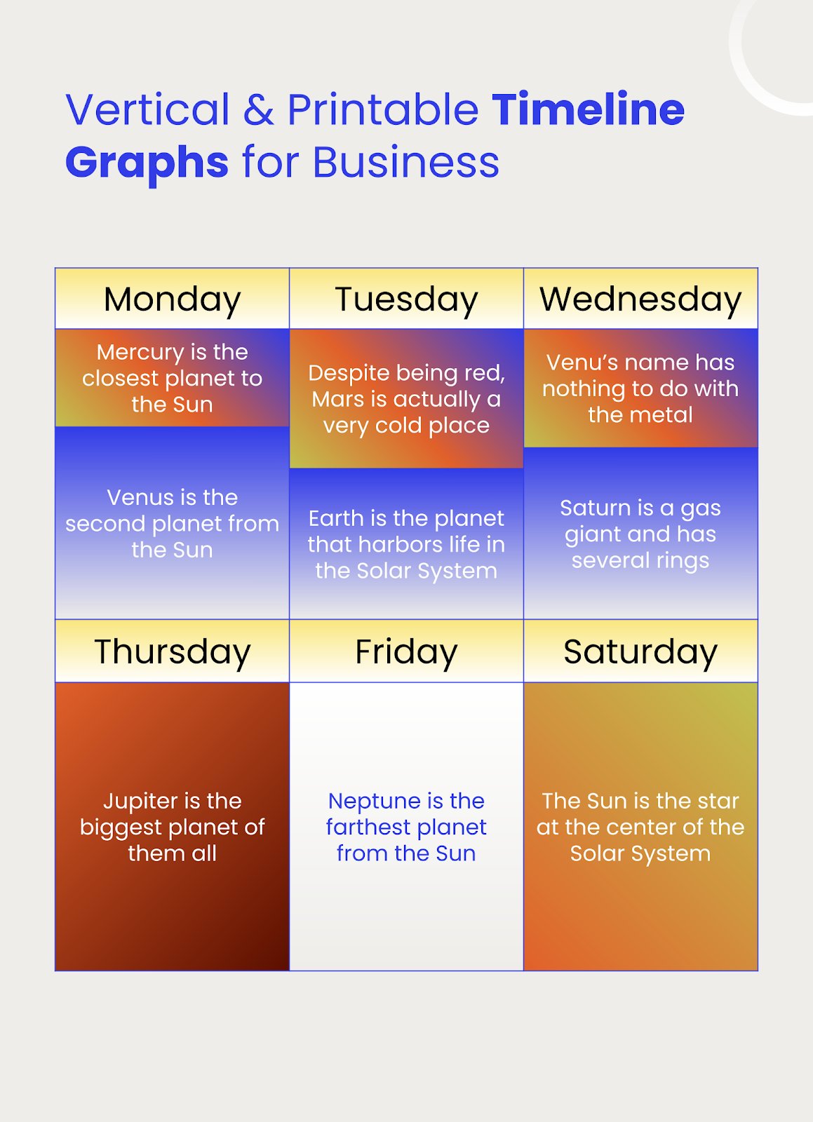 Vertical & Printable Timeline Graphs for Business