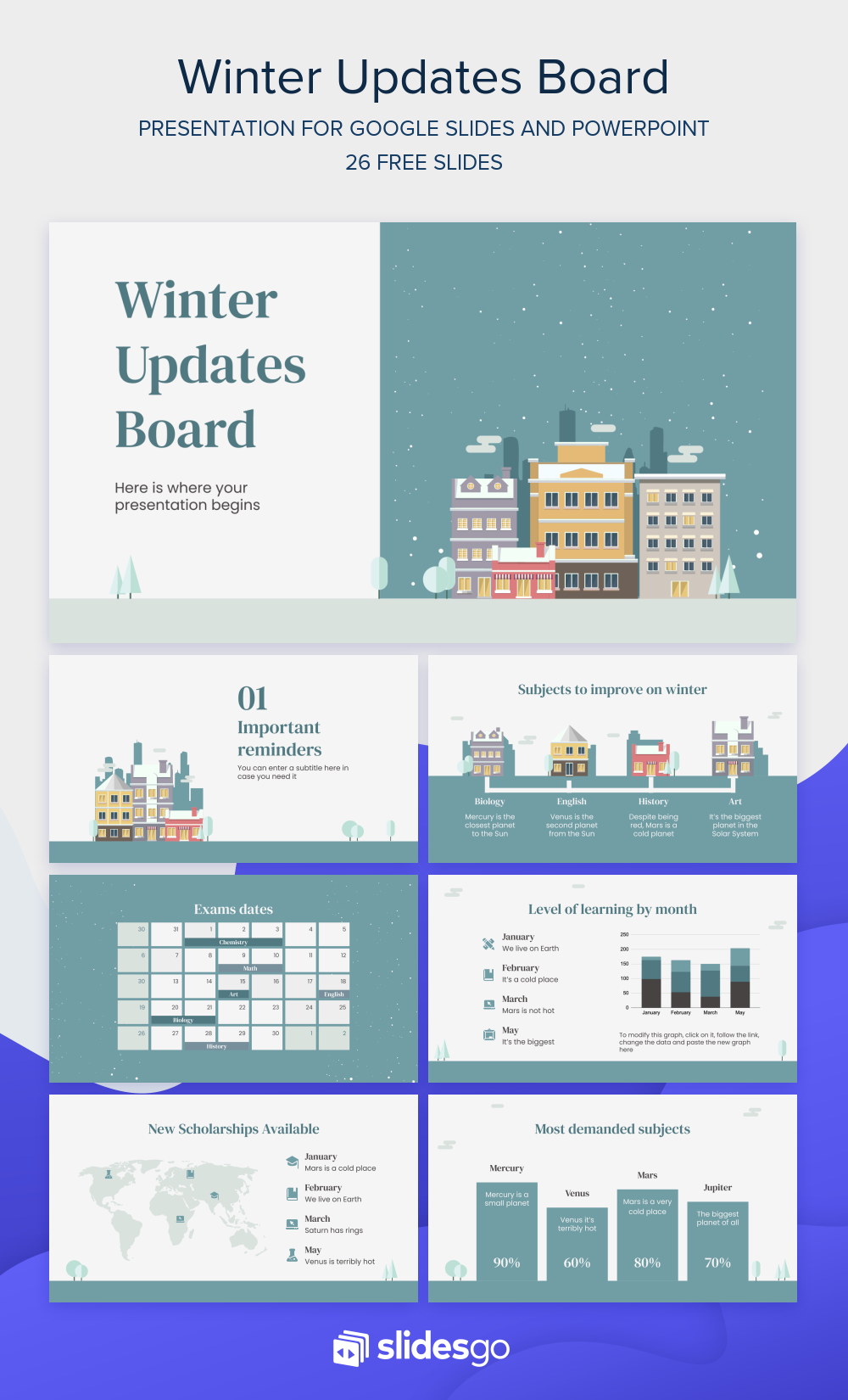 Winter Updates Board Google Slides and PowerPoint template