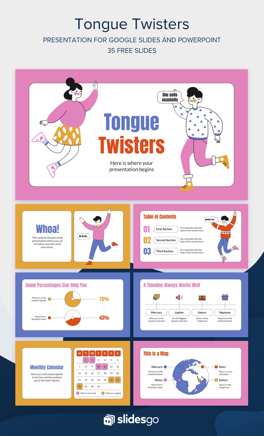 Tongue Twisters Google Slides and PowerPoint template