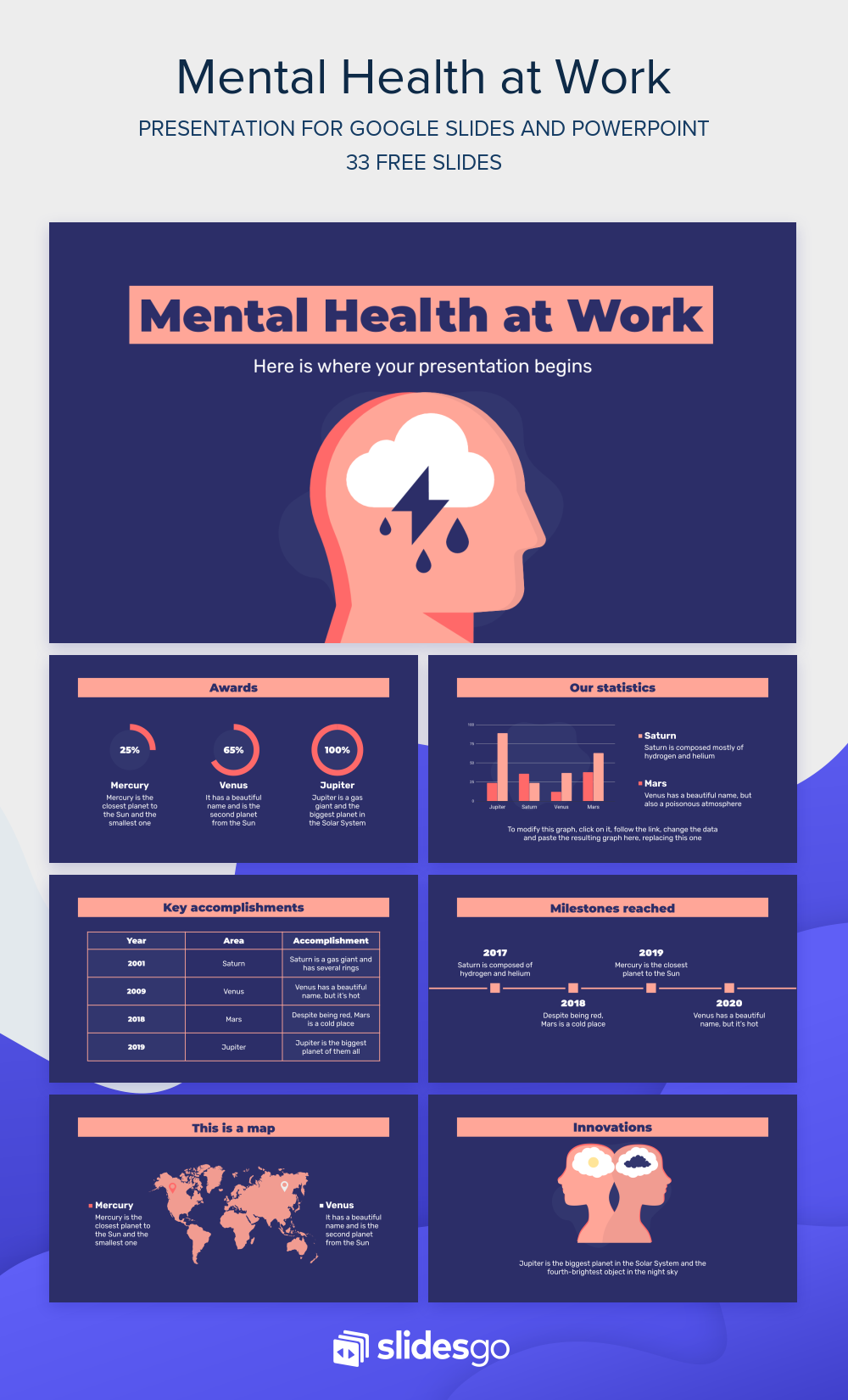 Mental Health at Work Google Slides & PPT template