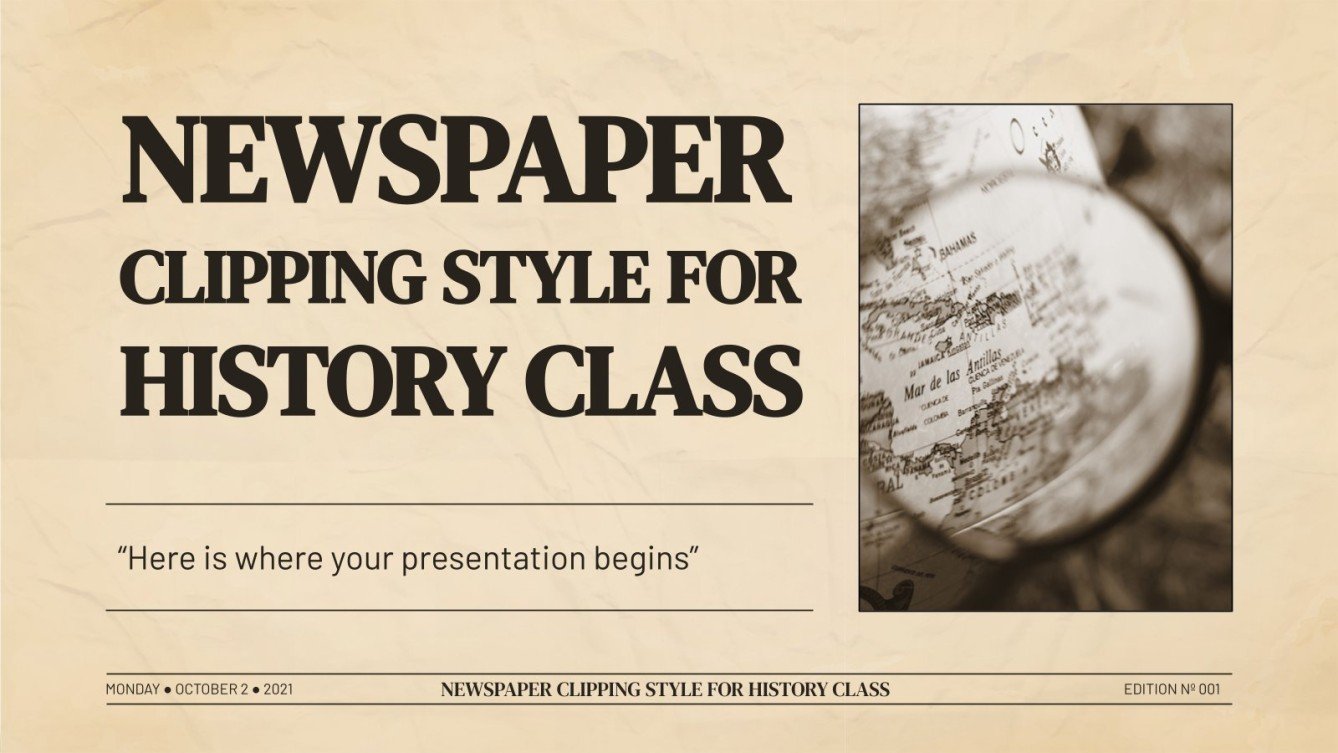 Newspaper Clipping Style: History Class | Google Slides & PPT