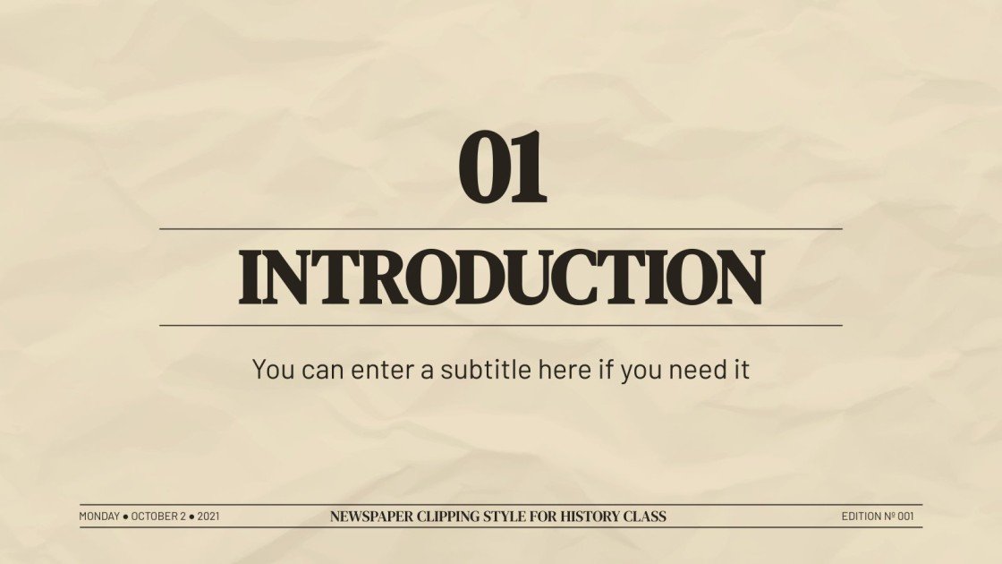 Newspaper Clipping Style: History Class | Google Slides & PPT