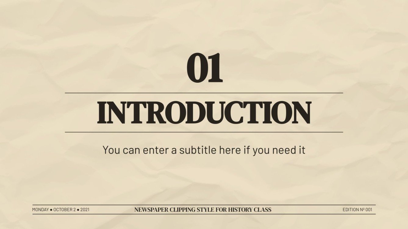 Newspaper Clipping Style: History Class | Google Slides & PPT