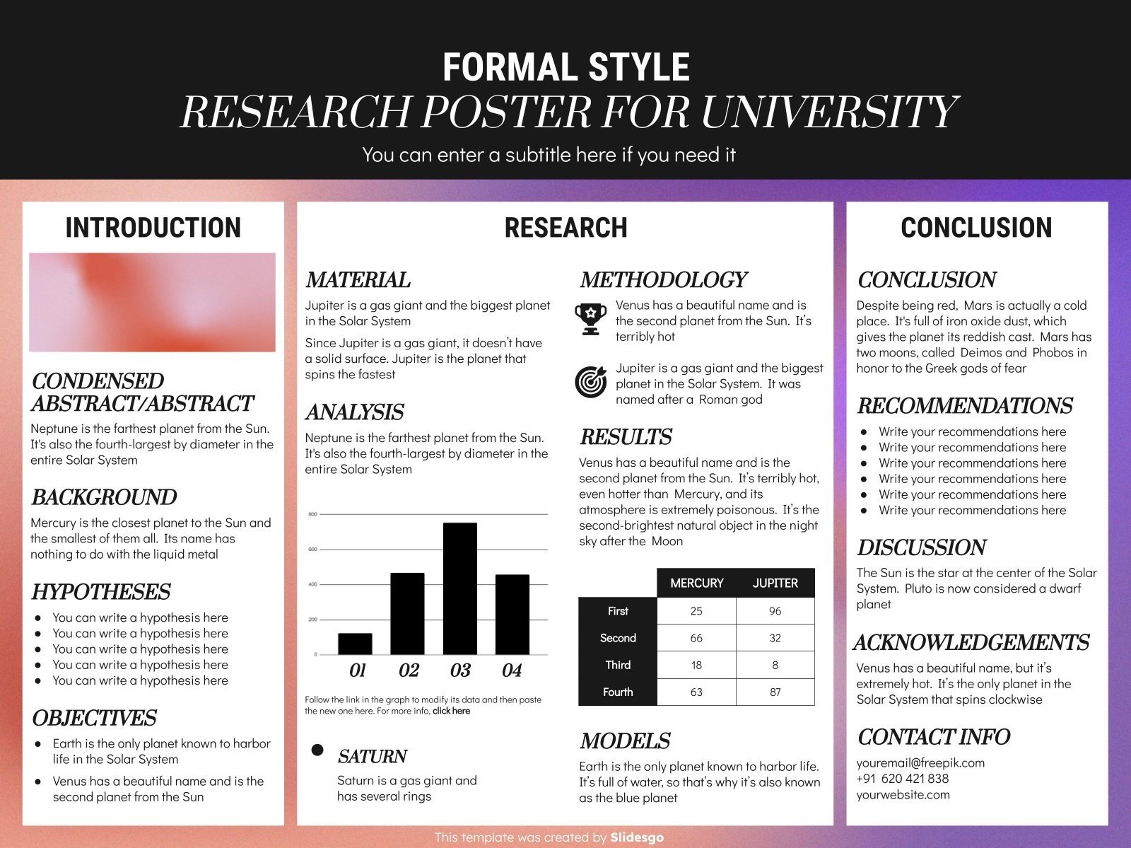 Formal Style Research Poster for University | Google Slides