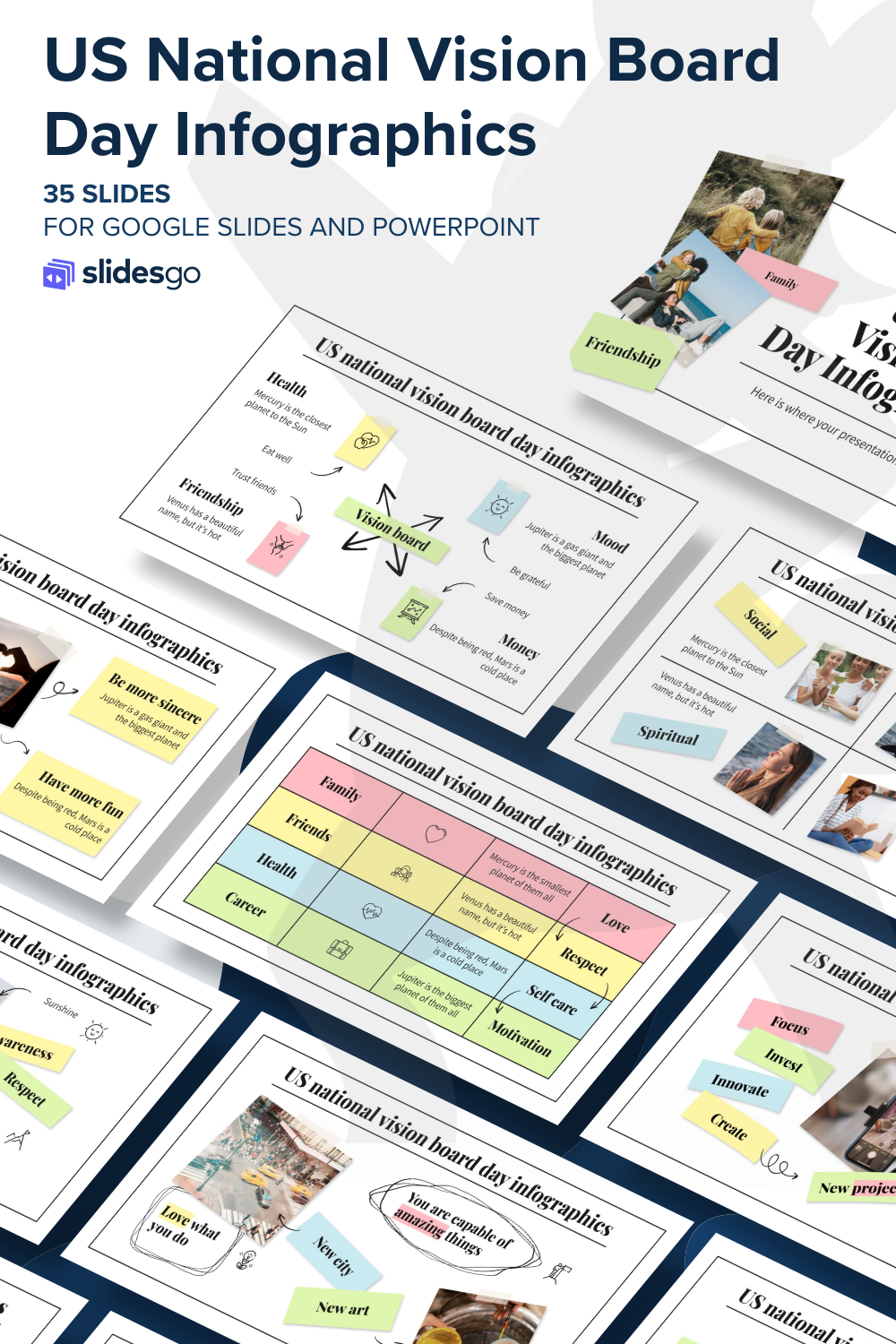 US National Vision Board Day Infographics