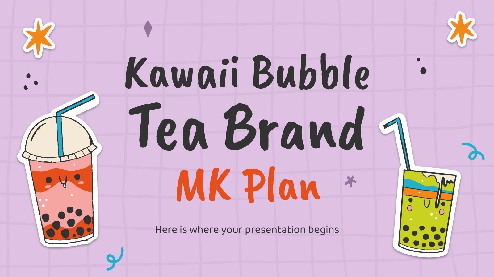 Kawaii Bubble Tea Brand MK Plan | Google Slides & PPT