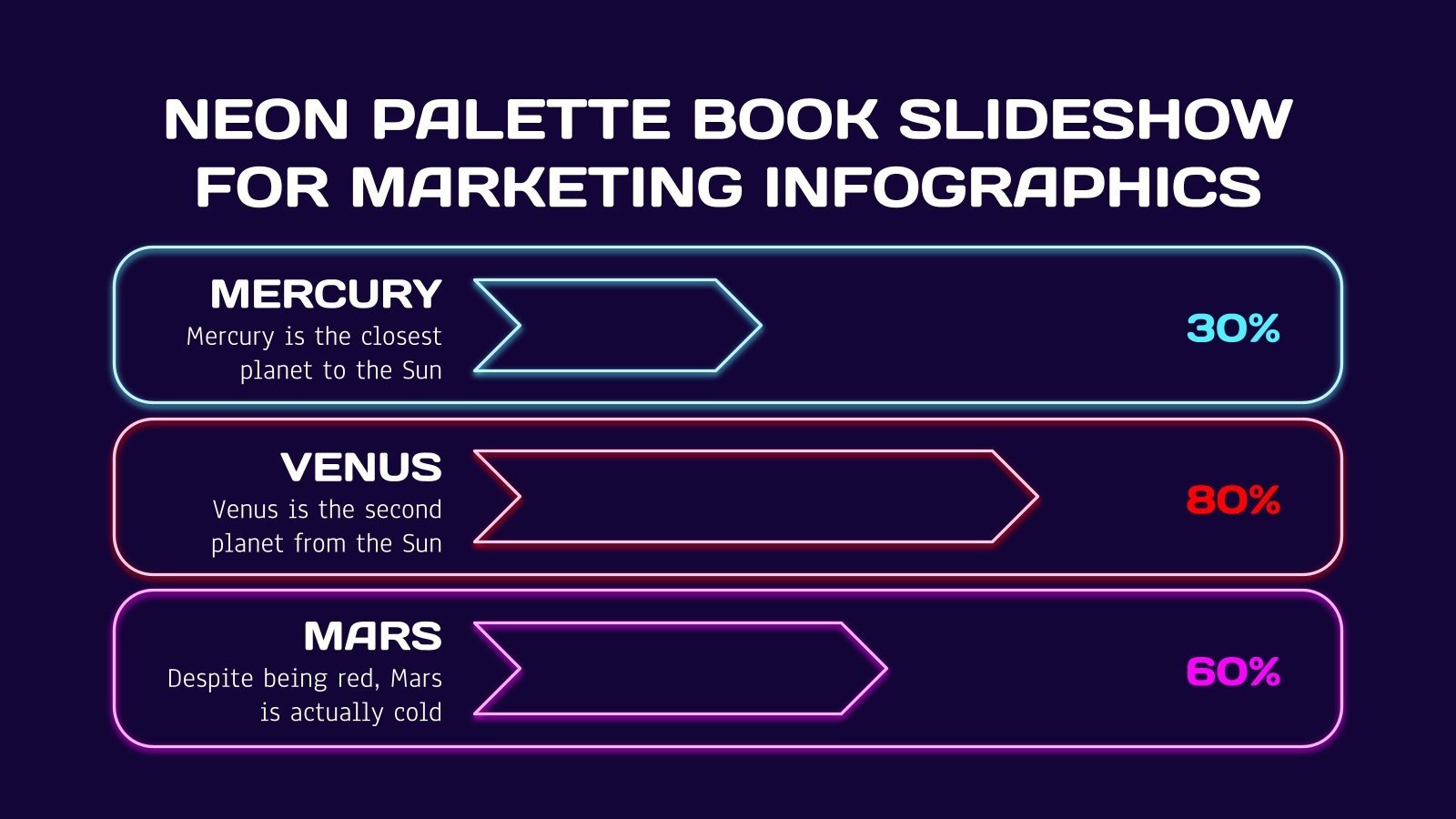 Neon Palette Book Slideshow for Marketing Infographics