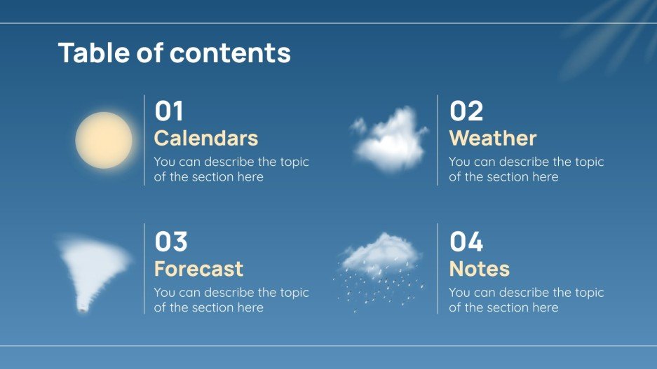 Calendar & Weather Personal Organizer | Google Slides & PPT