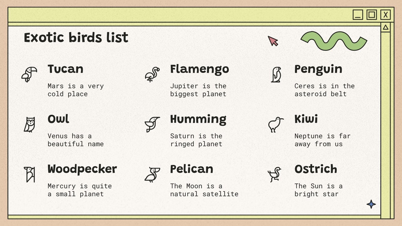 My Feathered Friend Infographics | Google Slides & PPT